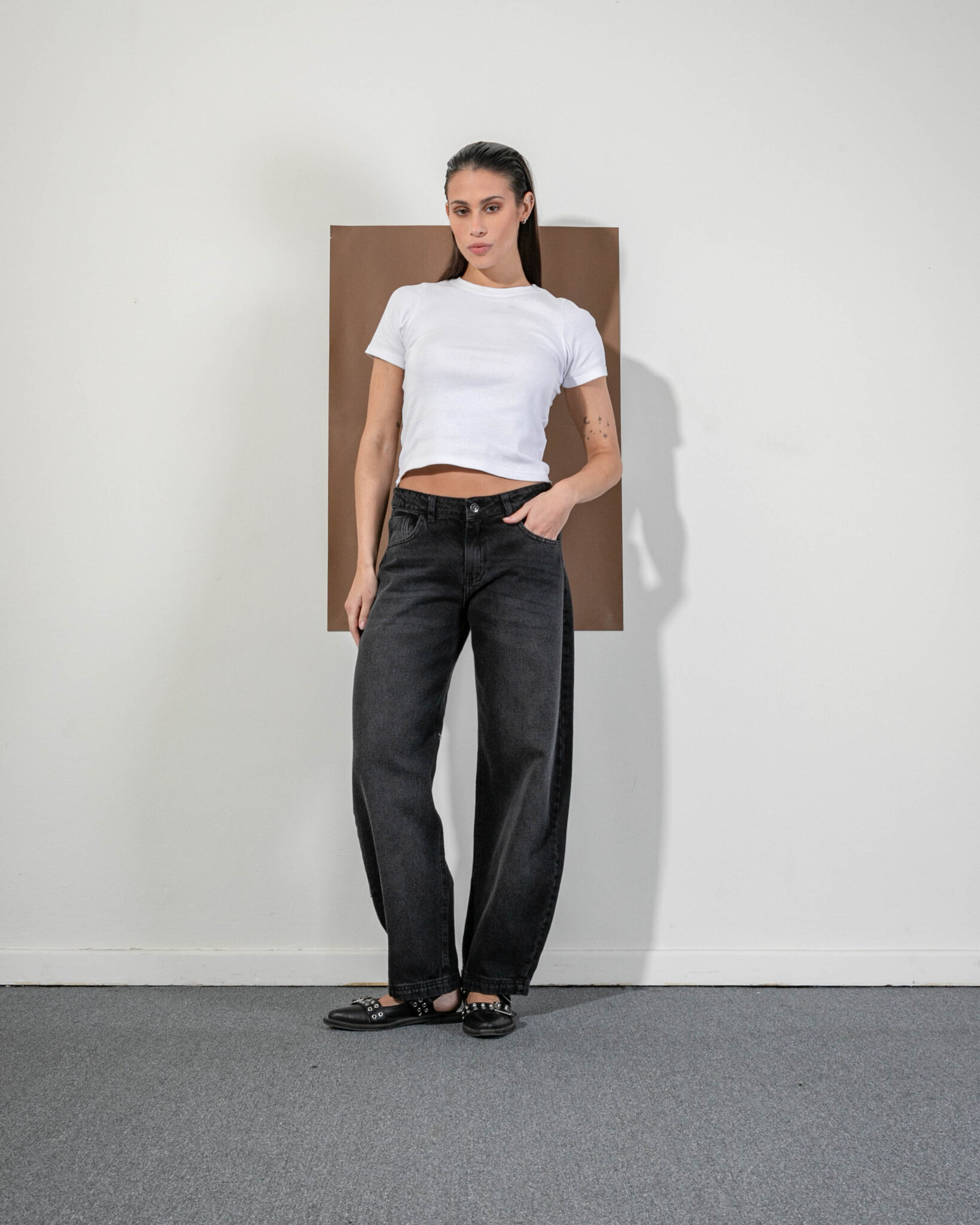 Pantalón Jean Balloon Nathy Negro Gastado – Vertu Jeans